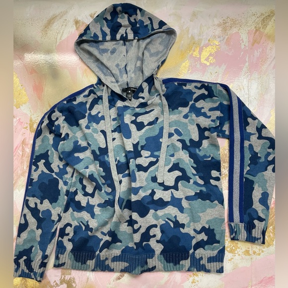 Aqua | Sweaters | Aqua Camo Blue Hooded Sweater L | Poshmark